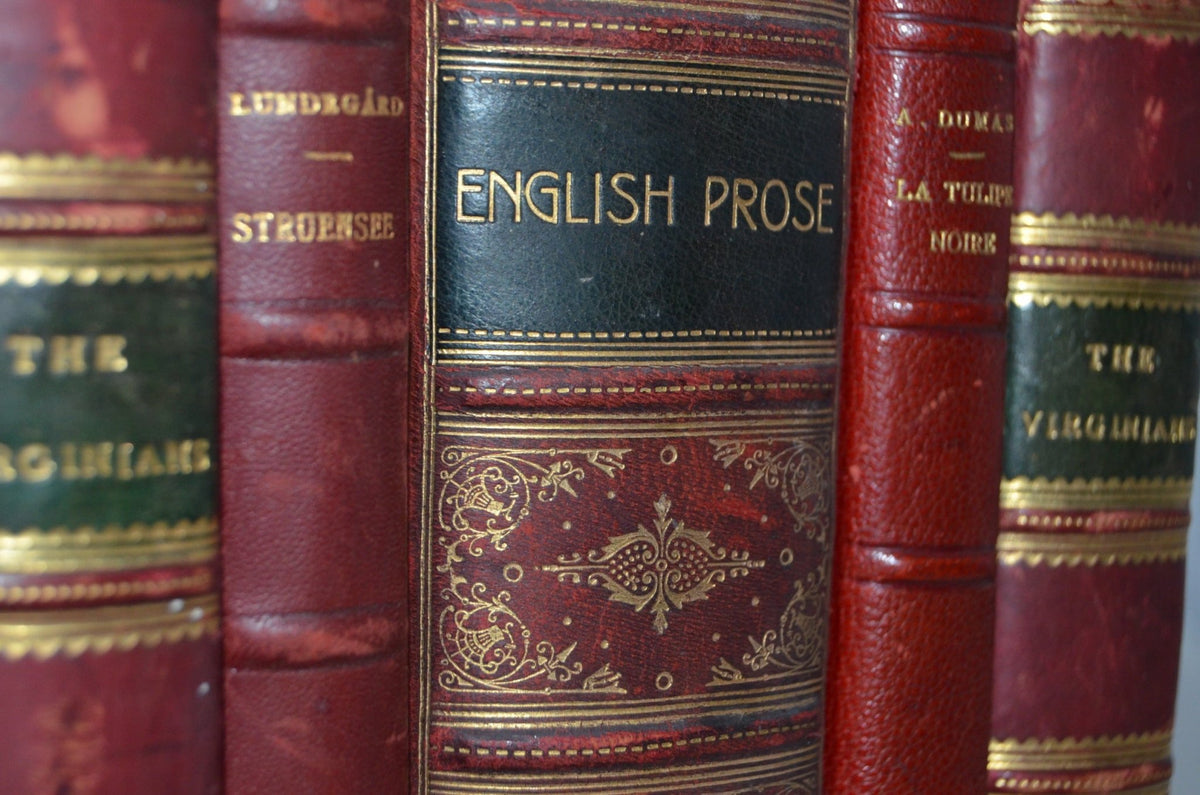 Antique Leather Bound Book Décor – Maroon & Gold – Alexander Dumas, Wi ...