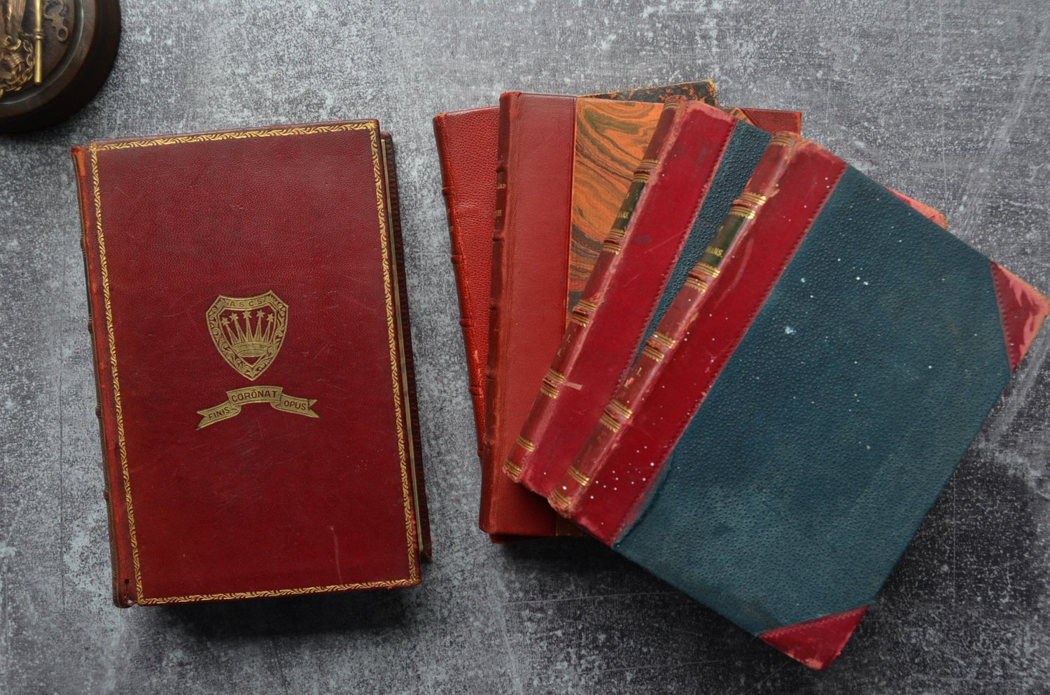 Antique Leather Bound Book Décor – Maroon & Gold – Alexander Dumas, Wi ...